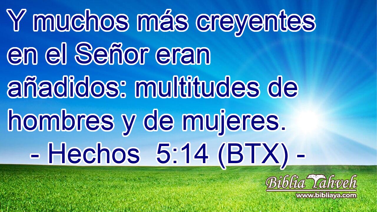 Hechos 5:14 (BTX) - Y muchos más creyentes en el Señor eran añ...