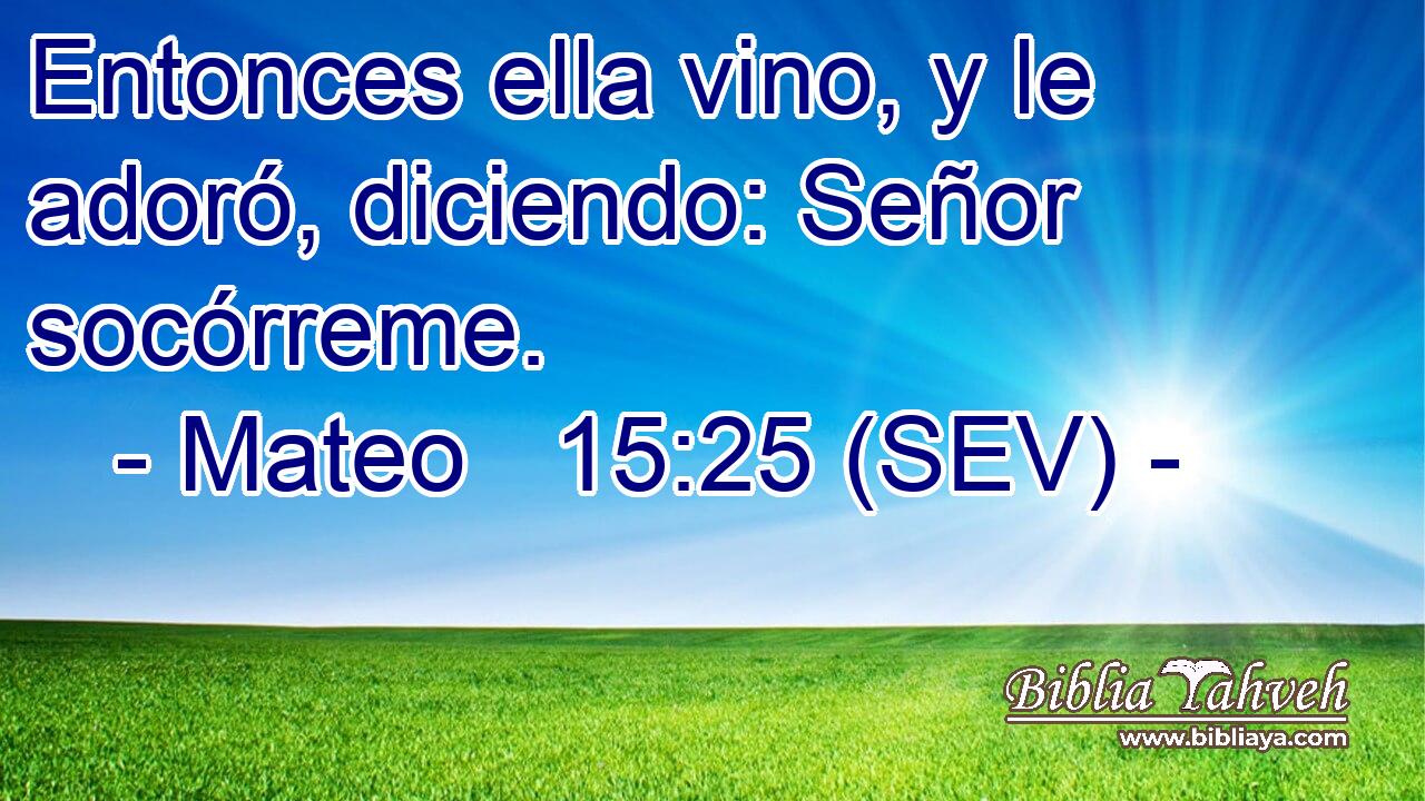 Mateo 15:25 (SEV) - Entonces ella vino, y le adoró, diciendo: S... Mateo 15:25 (SEV) - Entonces ella vino, y le adoró, diciendo: S...