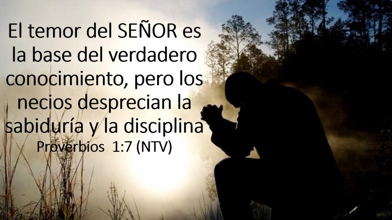 Proverbios 1:7 (NTV) - El temor del SEÑOR es la base del verdade...