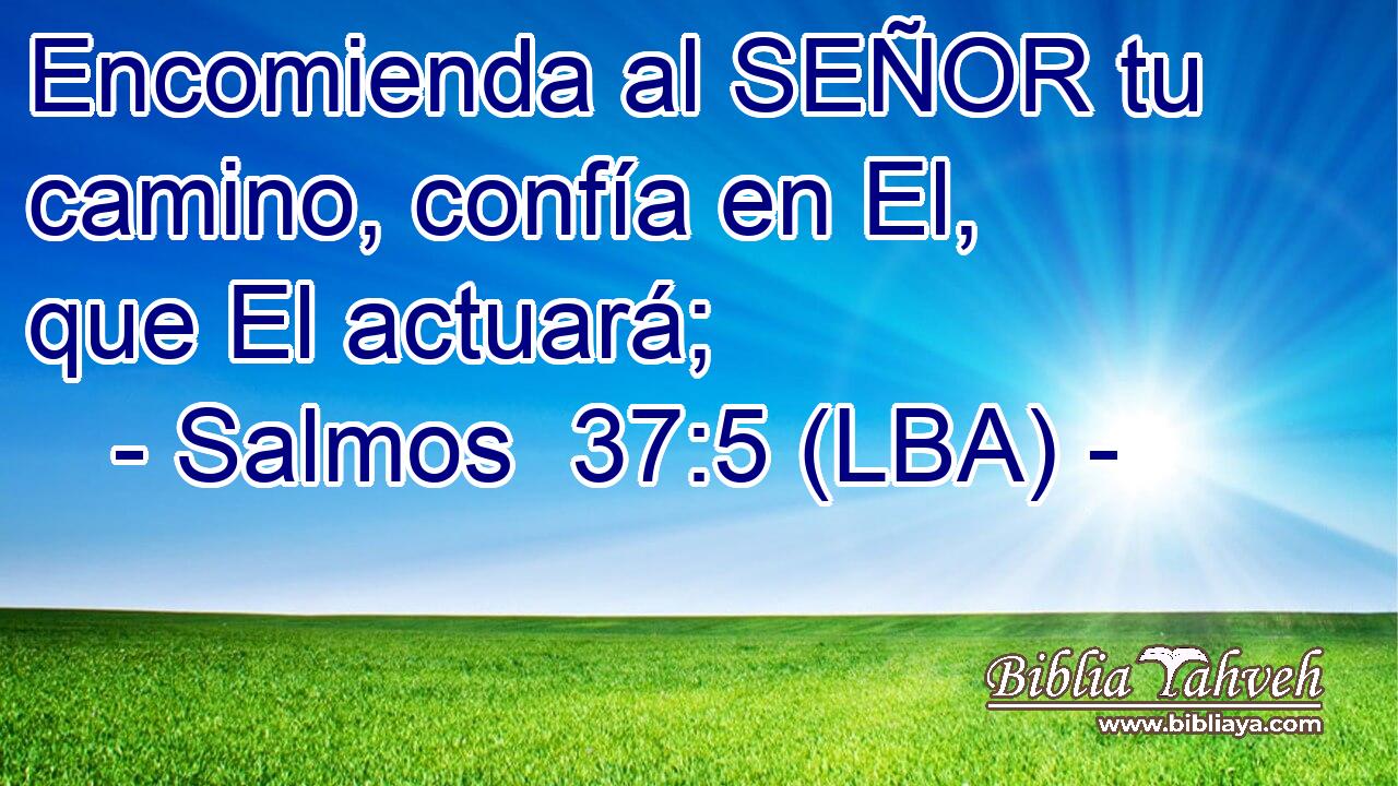Salmos 37:5 (LBA) - Encomienda al SEÑOR tu camino, confía en El... Salmos 37:5 (LBA) - Encomienda al SEÑOR tu camino, confía en El...